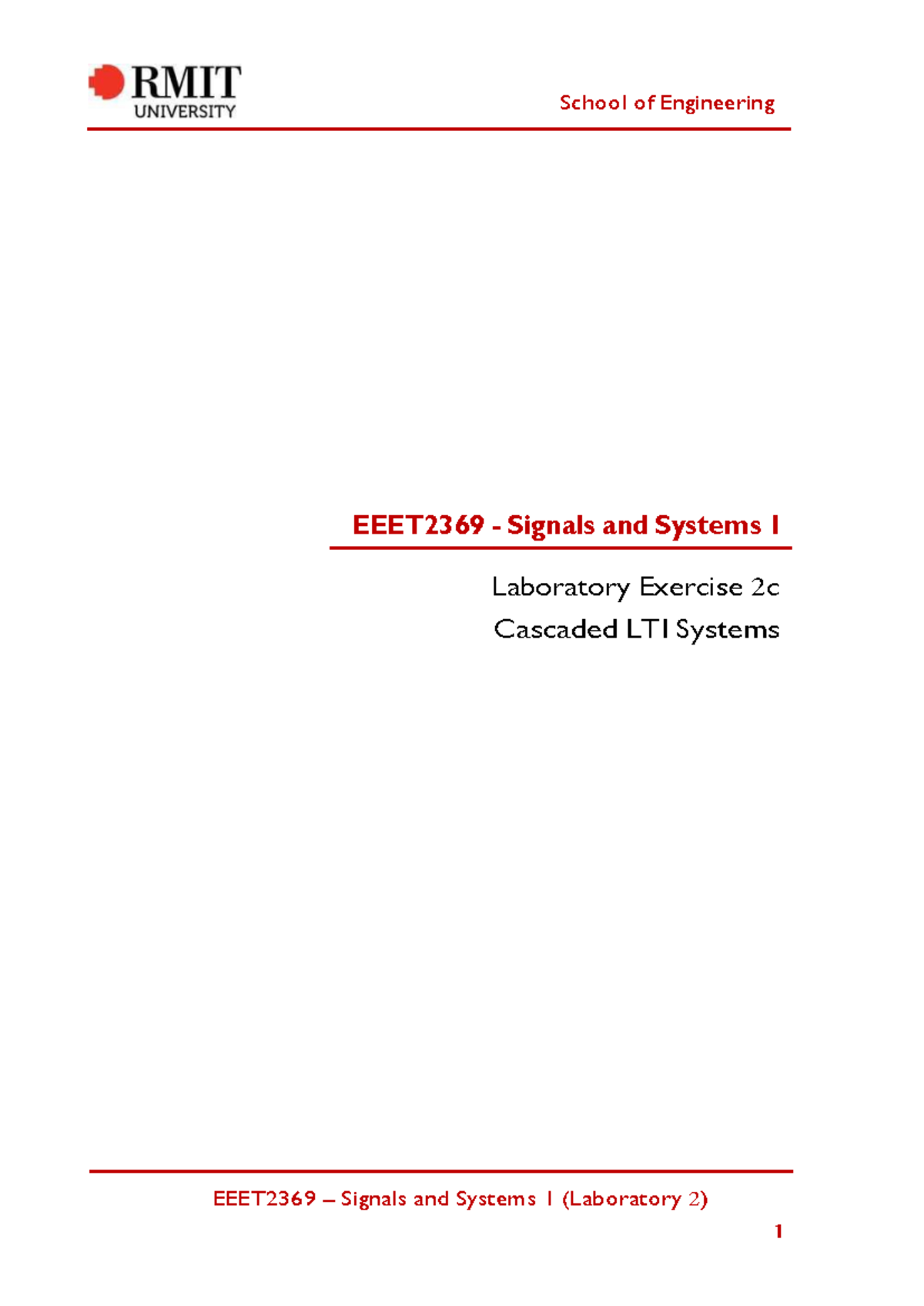 EEET2369 Signals and Systems 1 Lab 2c: Cascaded LTI Systems Analysis ...