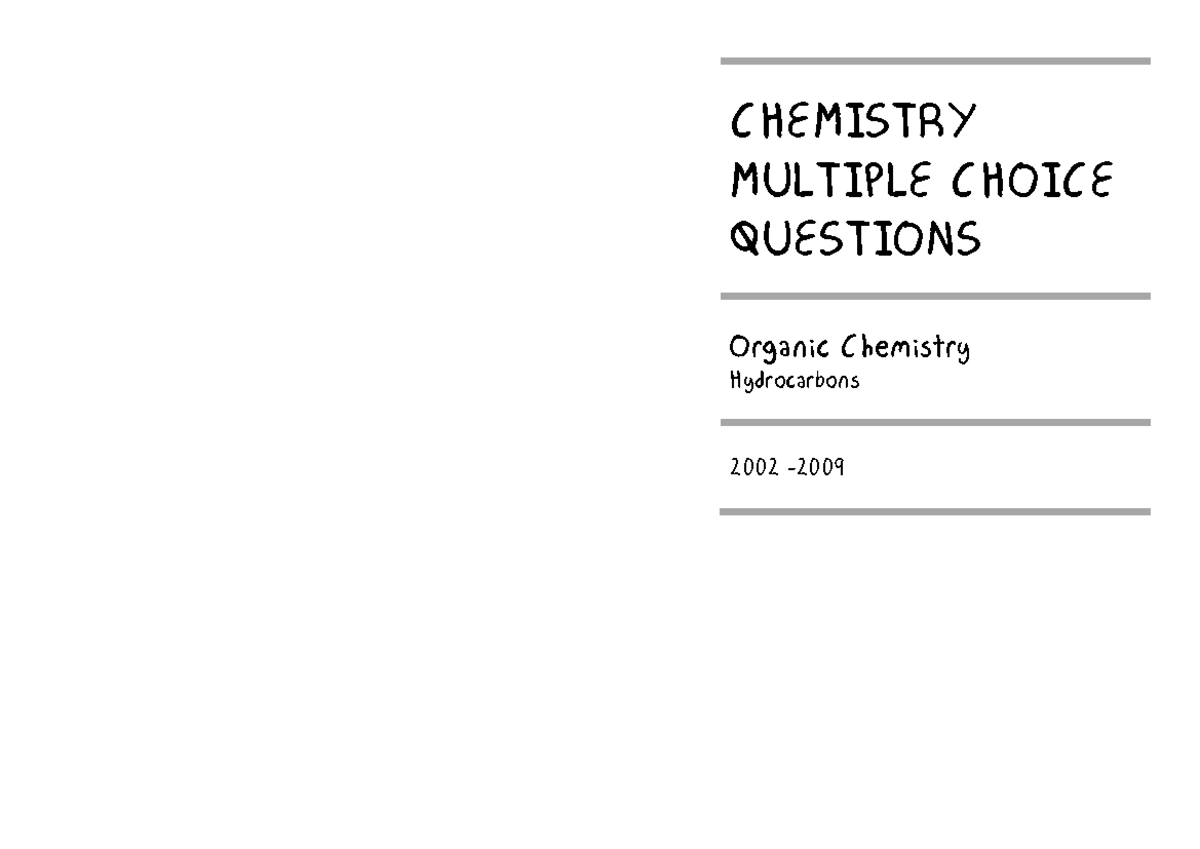 14 Hydrocarbons - For chemistry - CHEMISTRY MULTIPLE CHOICE QUESTIONS ...