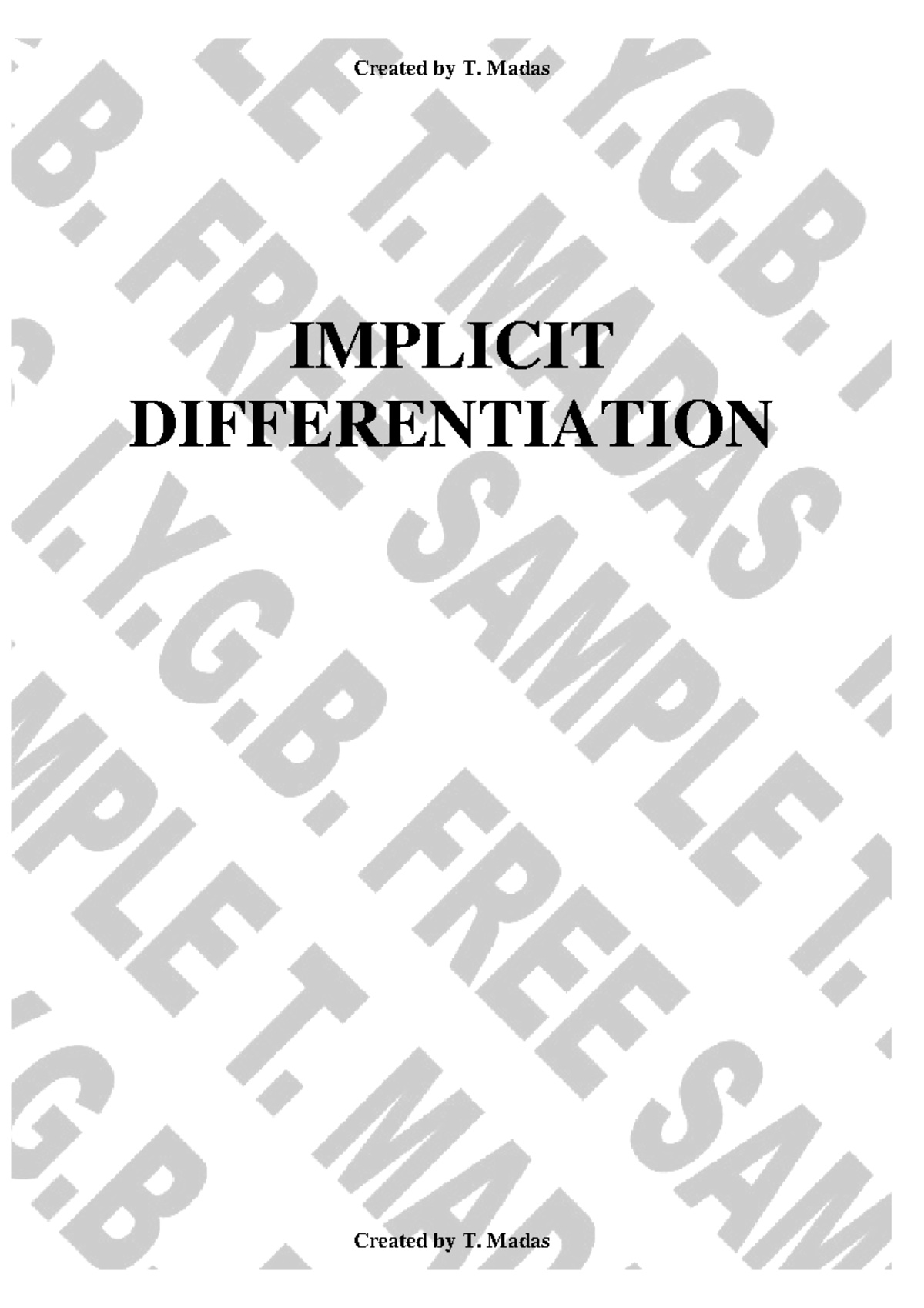 Implicit Differentiation Implicit Differentiation Basic