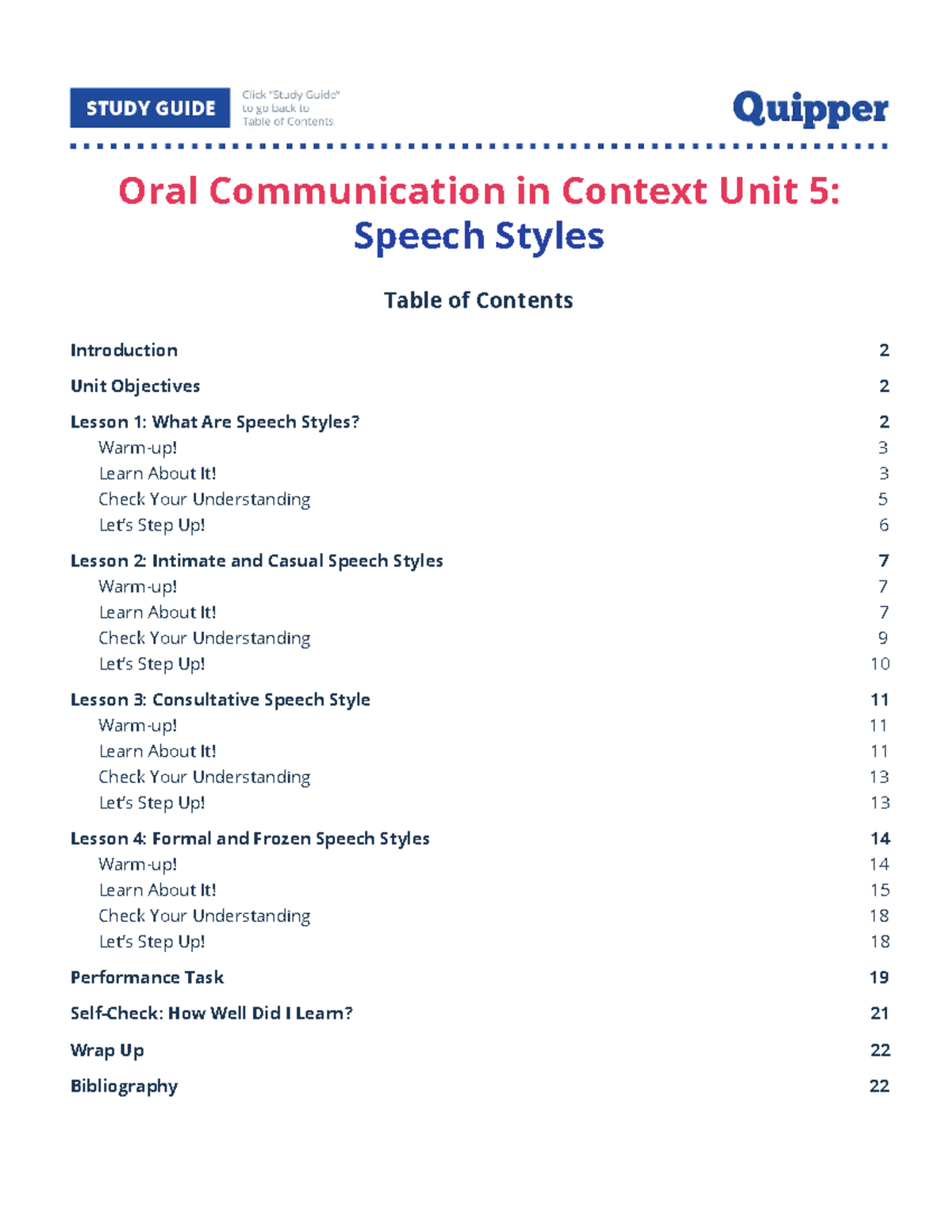Unit 5: Exploring Speech Styles in Oral Communication (Grade 11/12 ...