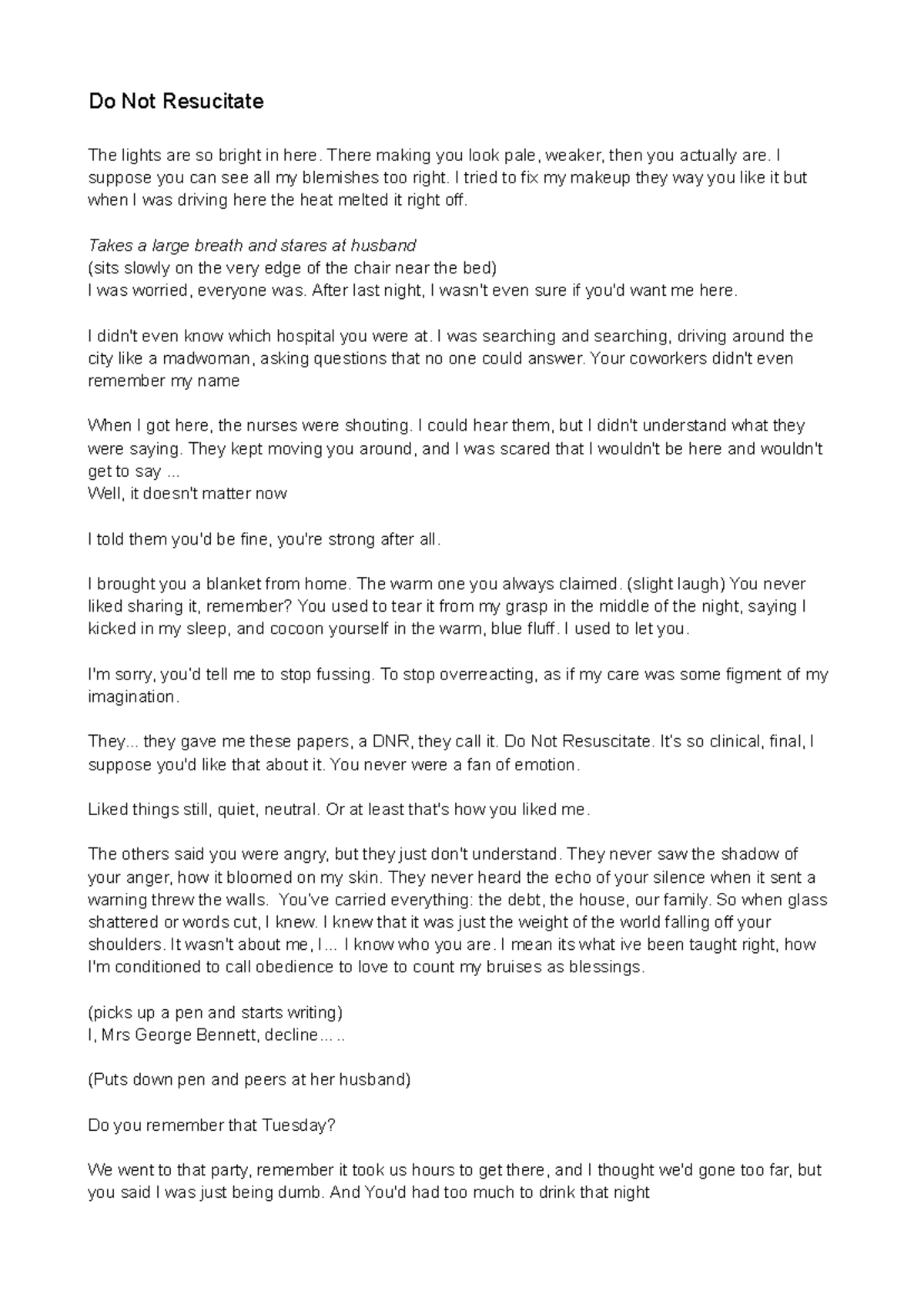 IA2 Dramatic Monologue: The Weight of Silence and Love - Studocu