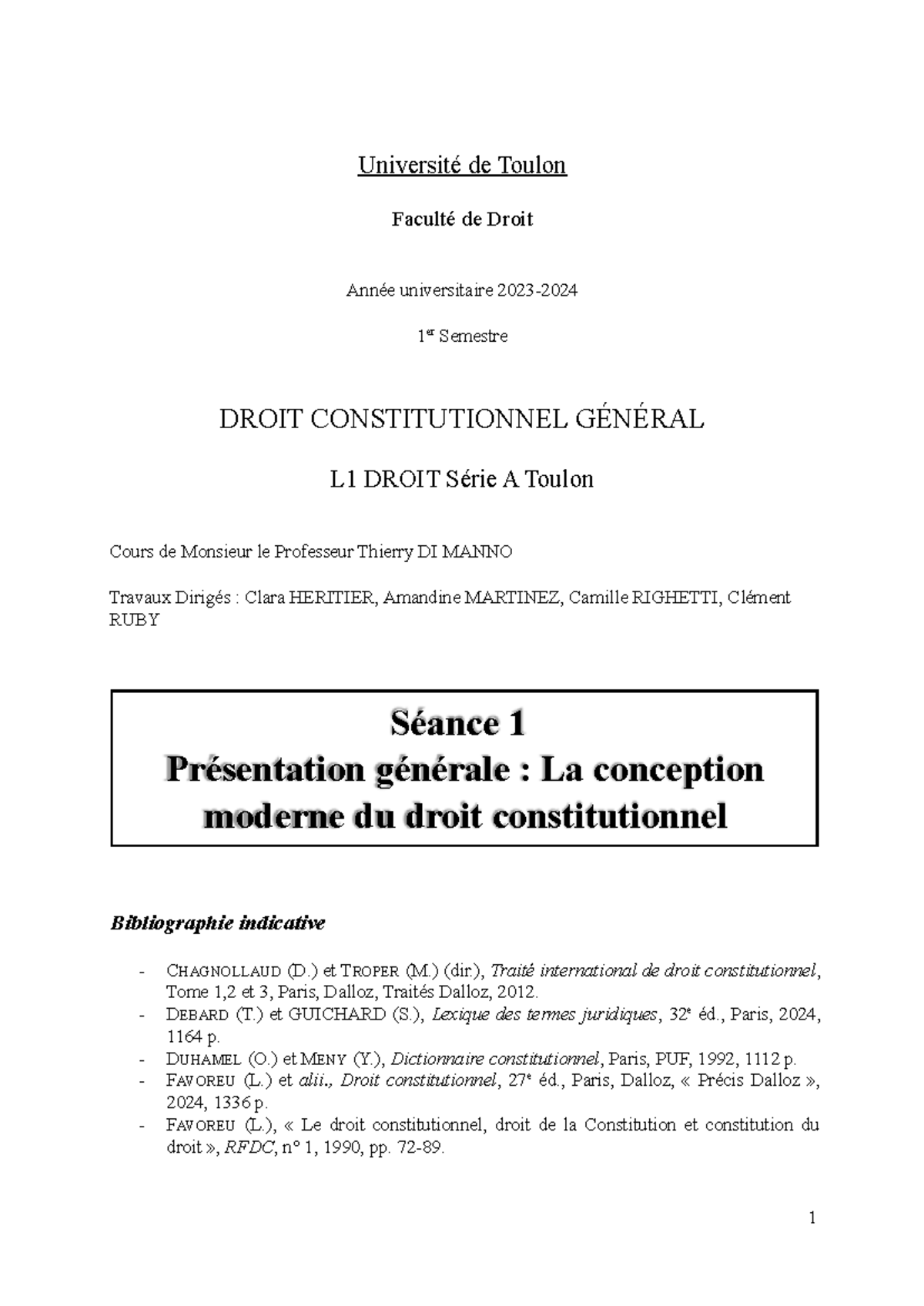 DROIT CONSTITUTIONNEL GÉNÉRAL L1 - Cours et Travaux Dirigés - Studocu