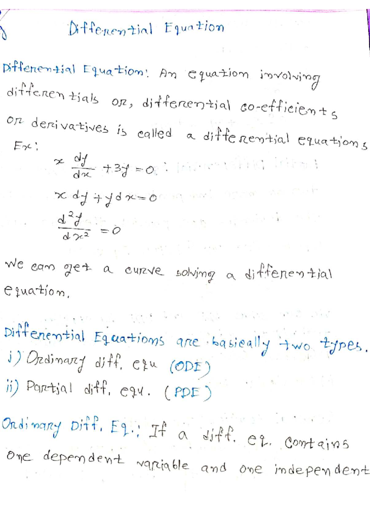 Differential Equations: ODE and PDE Concepts Explained (MATH 3725) - Studocu