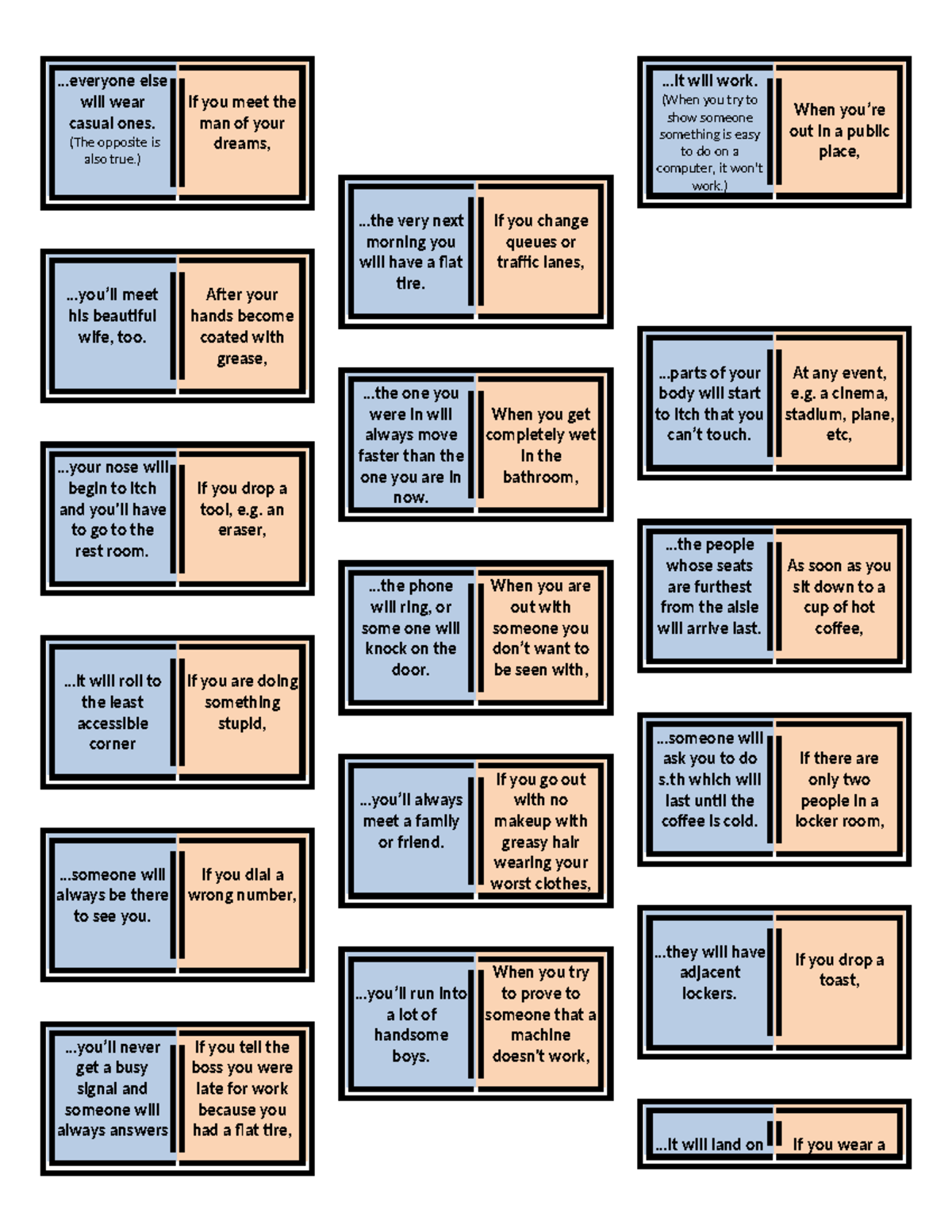1rst Conditional Domino Game with Murphy's Law - Studocu