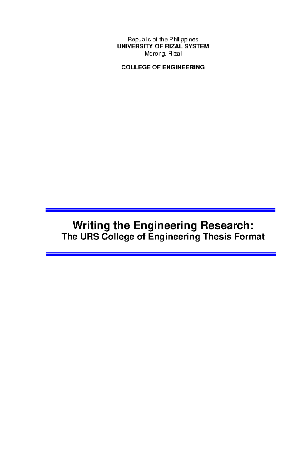 Engineering Research Thesis Guidelines: URS College of Engineering ...