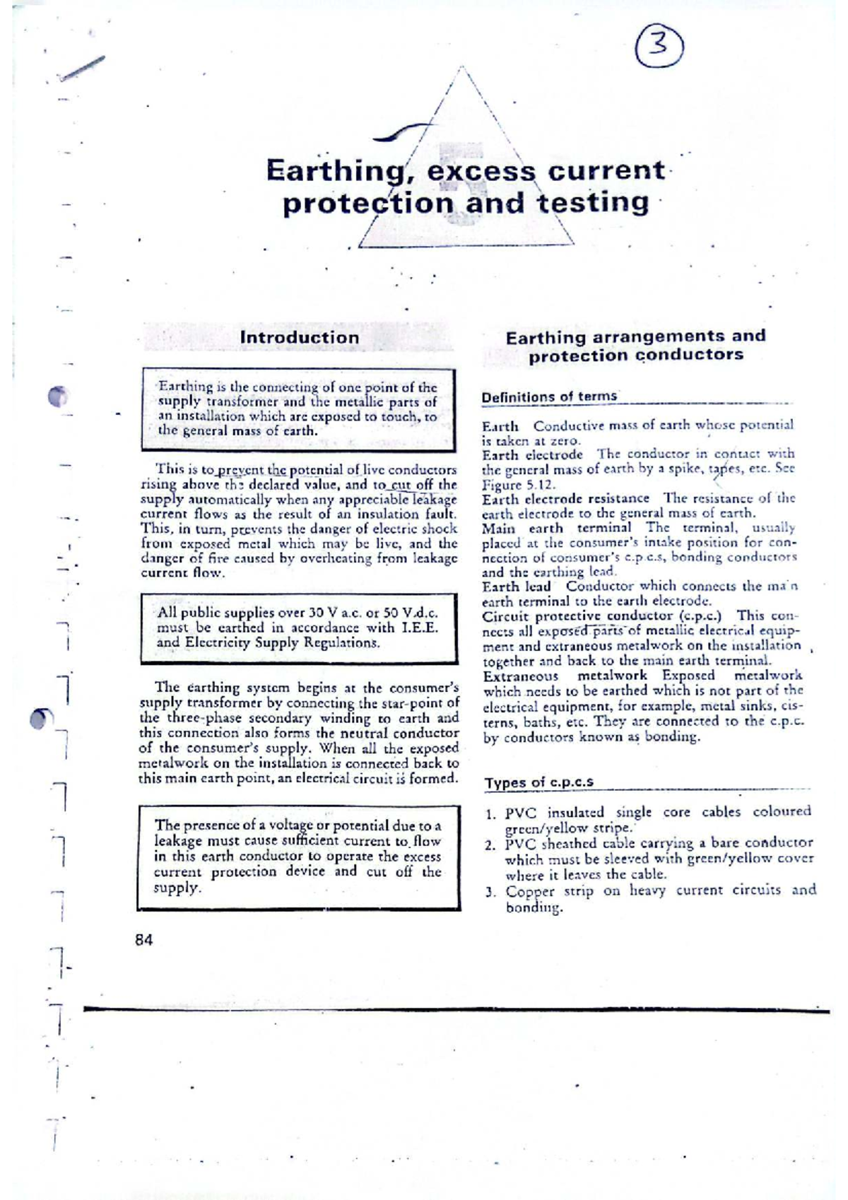 Earthing and Excess Current Protection: Testing and Regulations (EE 101 ...