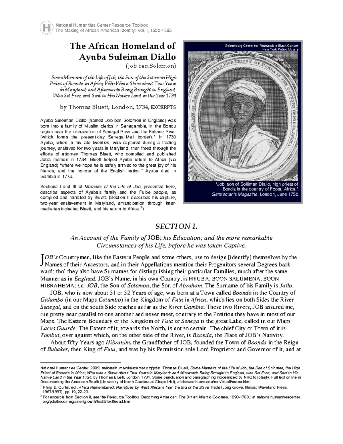 The African Homeland and Life of Ayuba Suleiman Diallo (HIST 101) - Studocu