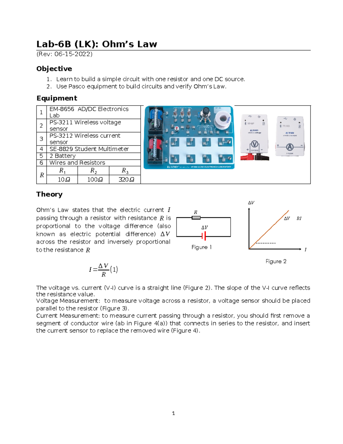 Lab-6B (LK): Understanding Ohm’s Law through Circuit Experiments - Studocu
