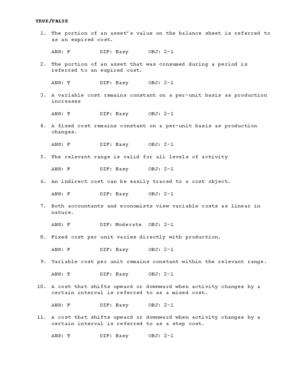 A Closer Look on Cost Accounting by Paul Anthony De Jesus - SolMan 2021 - Chapter 1 Answer Key ...
