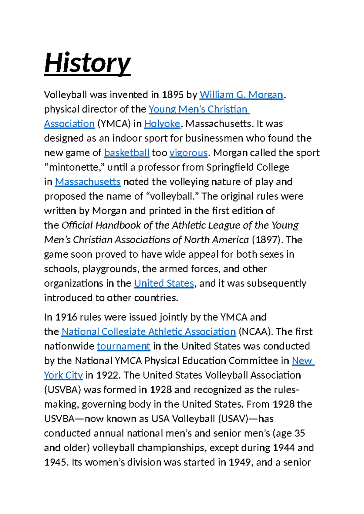 History of Volleyball: Invention, Rules, and Gameplay (PE 101) - Studocu