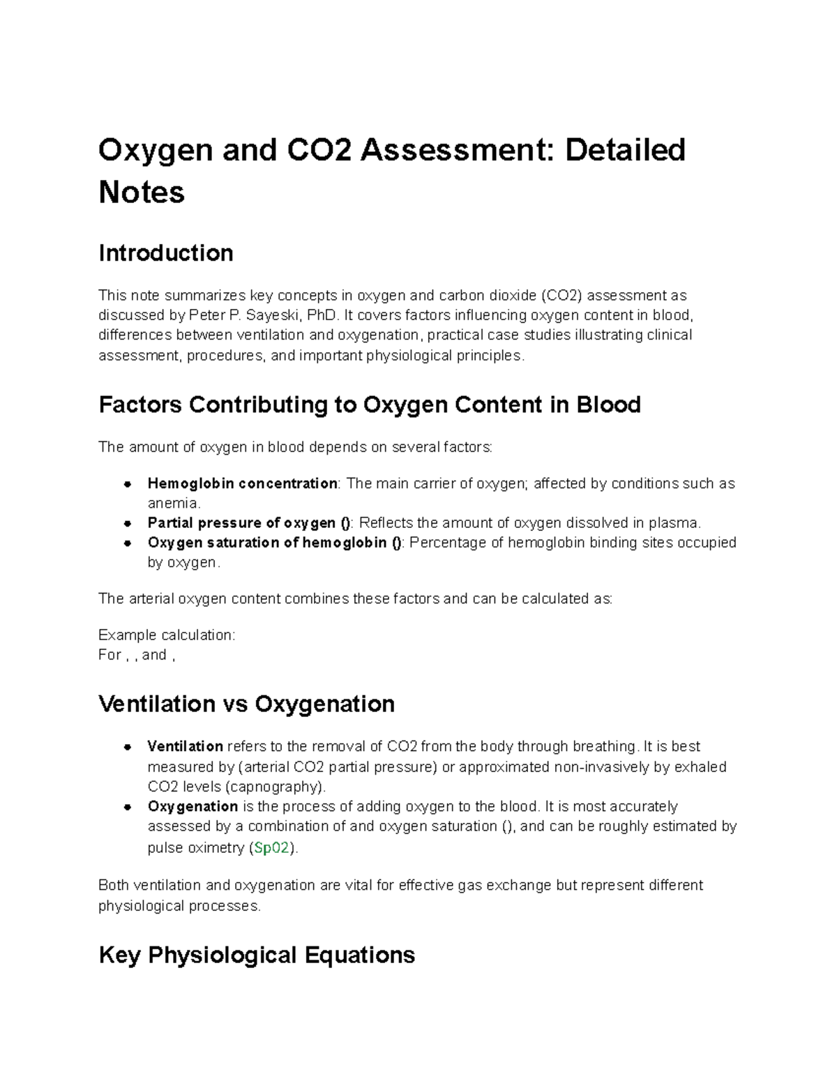 Oxygen and CO2 Assessment II: Key Concepts and Case Studies - Studocu