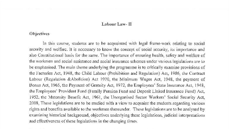 Labour Law II: Social Security, Welfare & Company Law Syllabus - Studocu