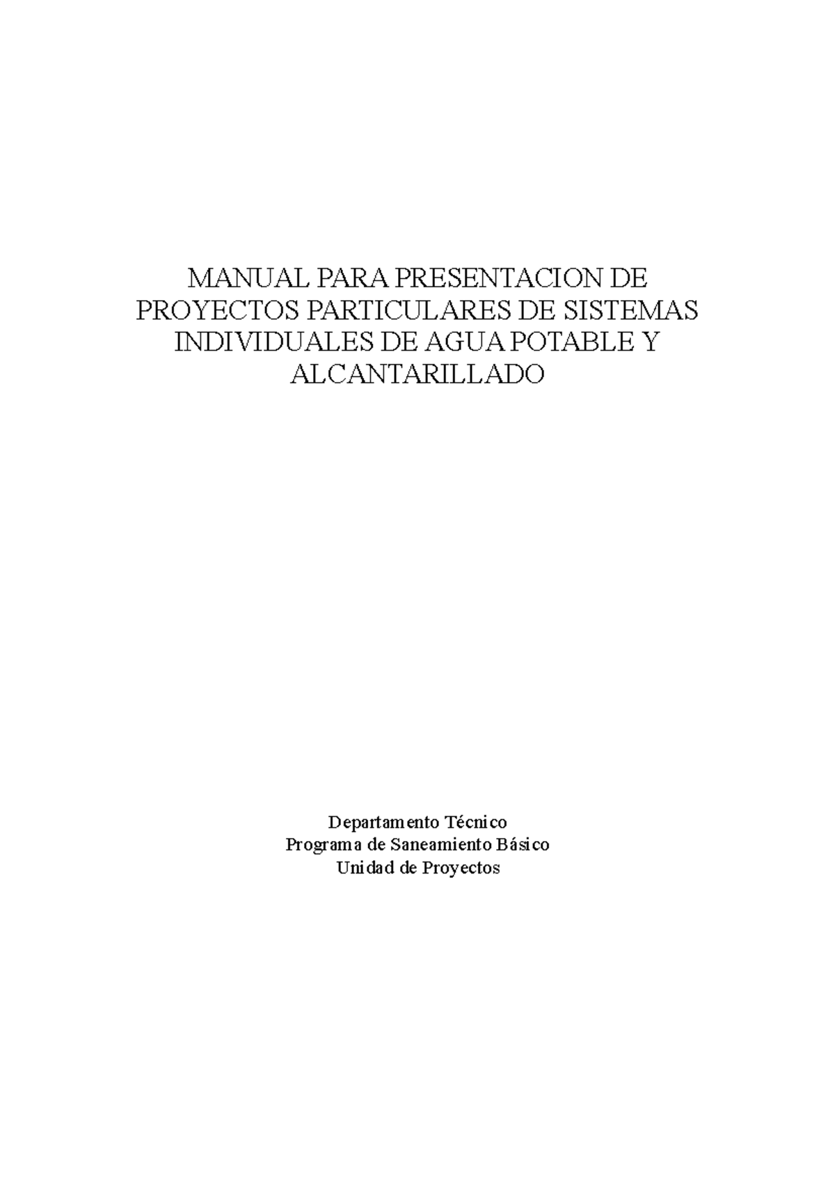 Manual de Proyectos de Agua Potable y Alcantarillado - Saneamiento ...