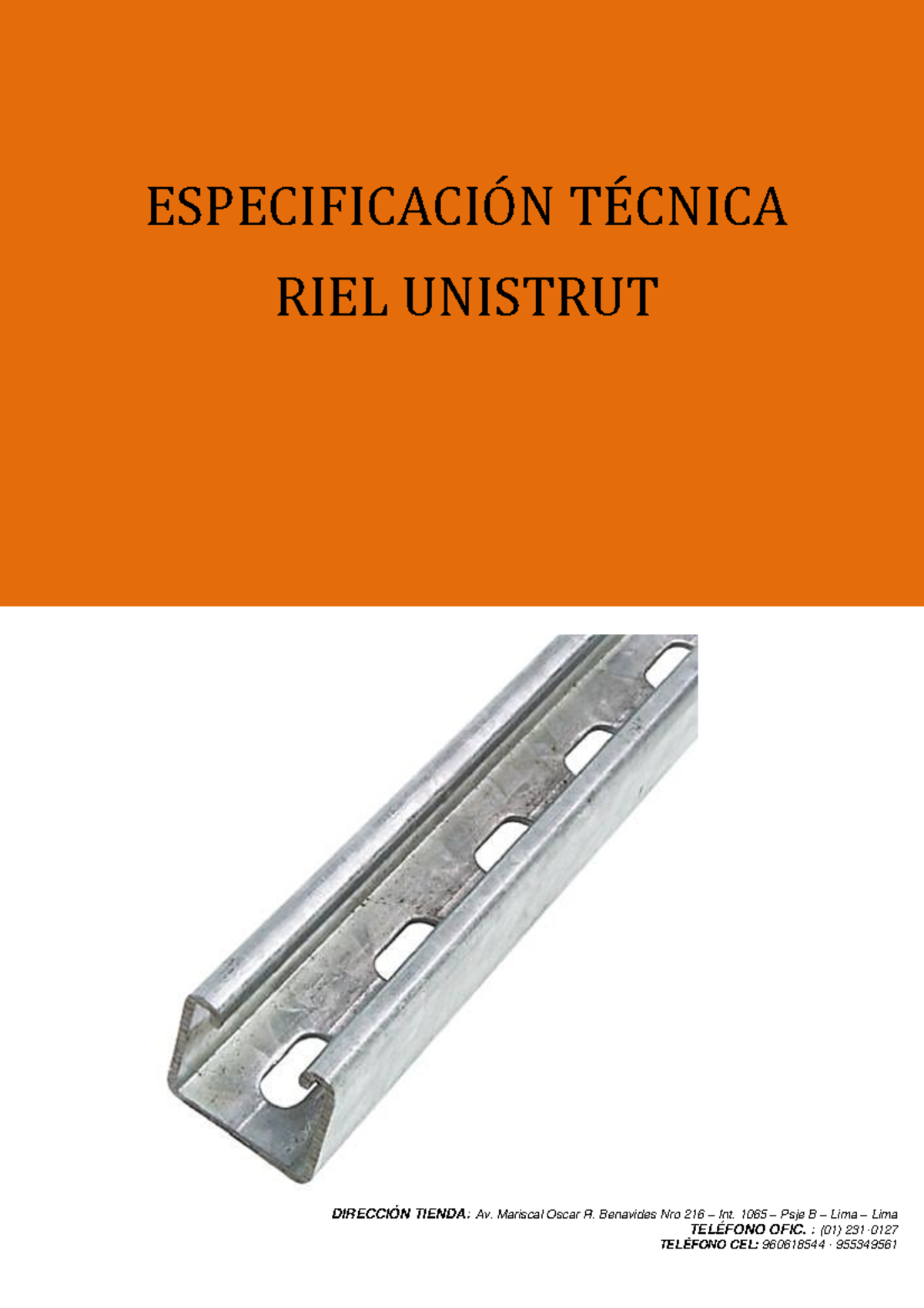 Especificaciones Técnicas del Riel Unistrut en Construcción - Studocu