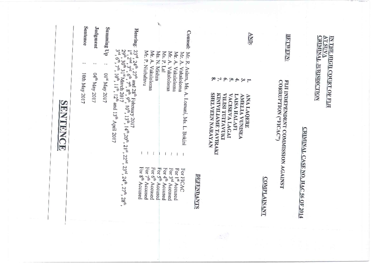 WEEK 8 - ANA LAQERE CASE STUDY: FIJI HIGH COURT JUDGMENT - Studocu