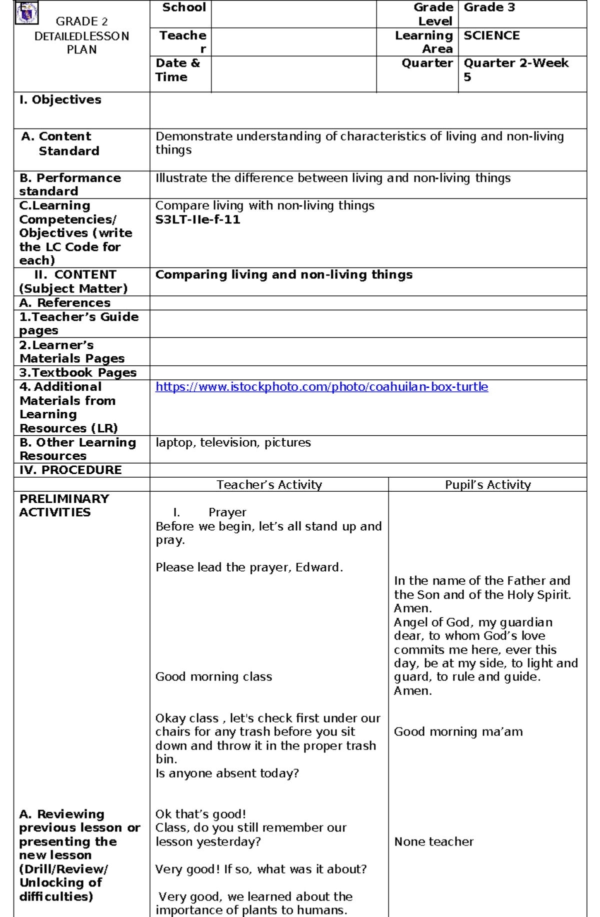 DLP. Science.real - Just want to help - E GRADE 2 DETAILEDLESSON PLAN ...