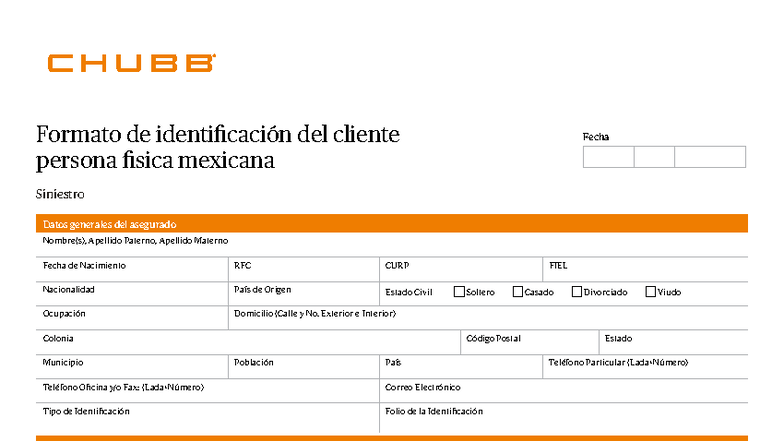 Formato de Identificación del Cliente Persona Física Mexicana R Chubb ...