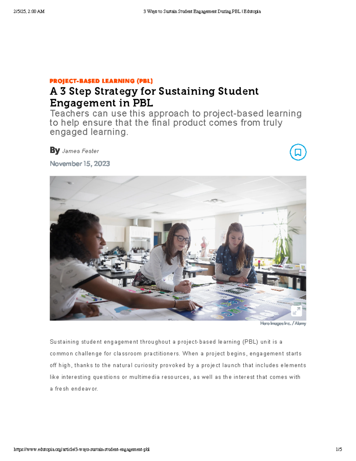 3 Ways to Sustain Student Engagement During PBL Edutopia - P R O J E C ...