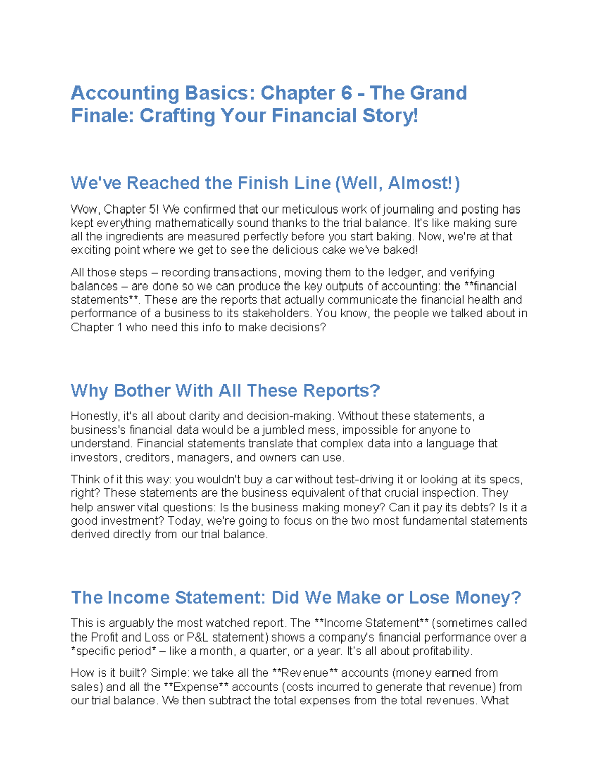 Accounting Basics: Chapter 6 - Crafting Your Financial Story - Studocu