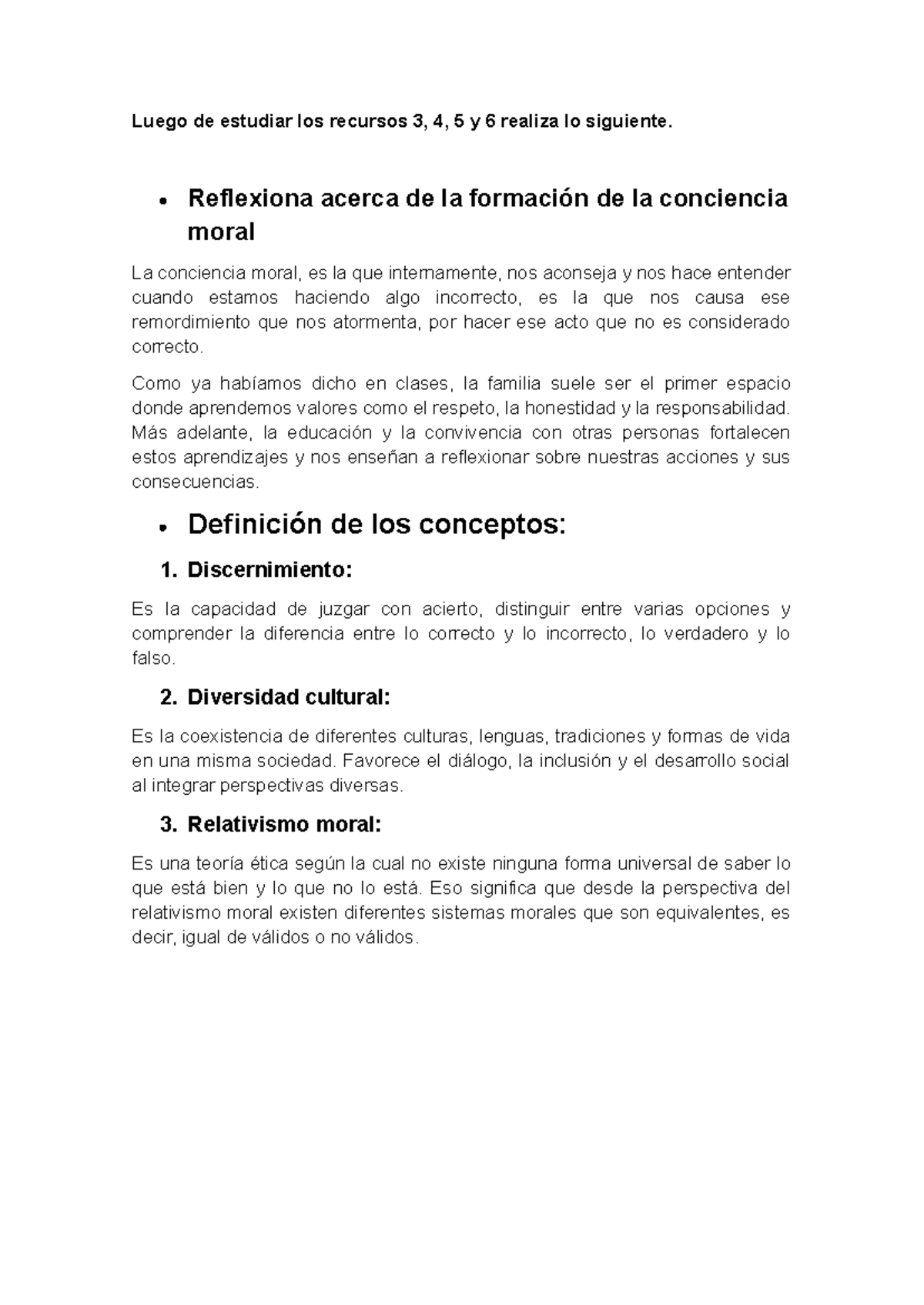 Reflexiones sobre la Conciencia Moral - Actividad 2 Fundamentos de la ...