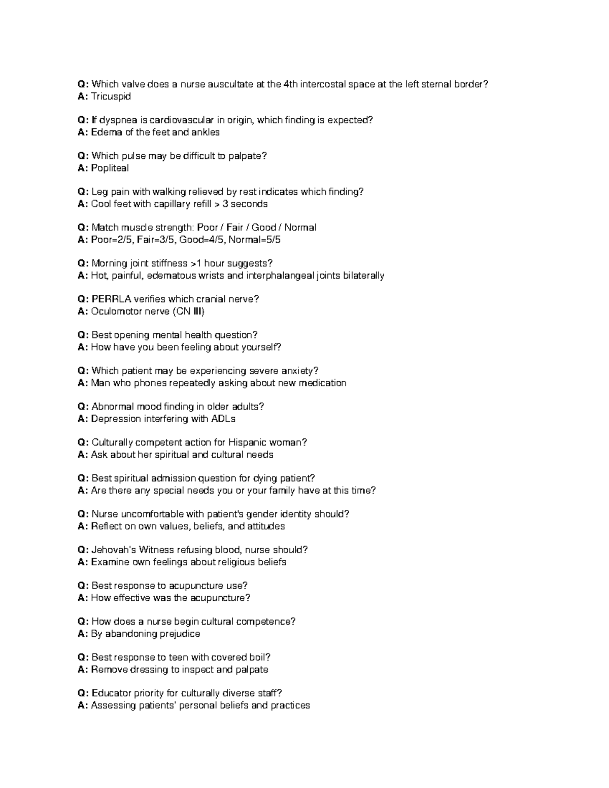 Module 1: Key Questions & Answers for Nursing Practice - Studocu