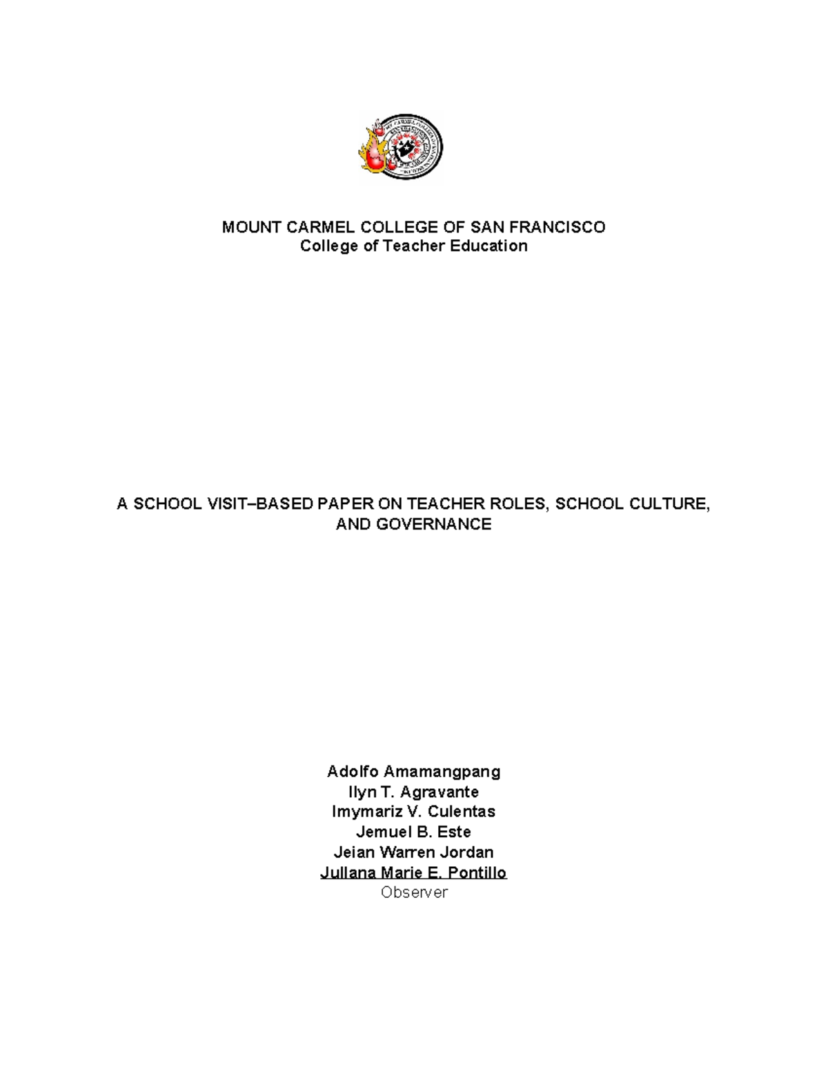 A School Visit: Exploring Teacher Roles & School Culture - Studocu