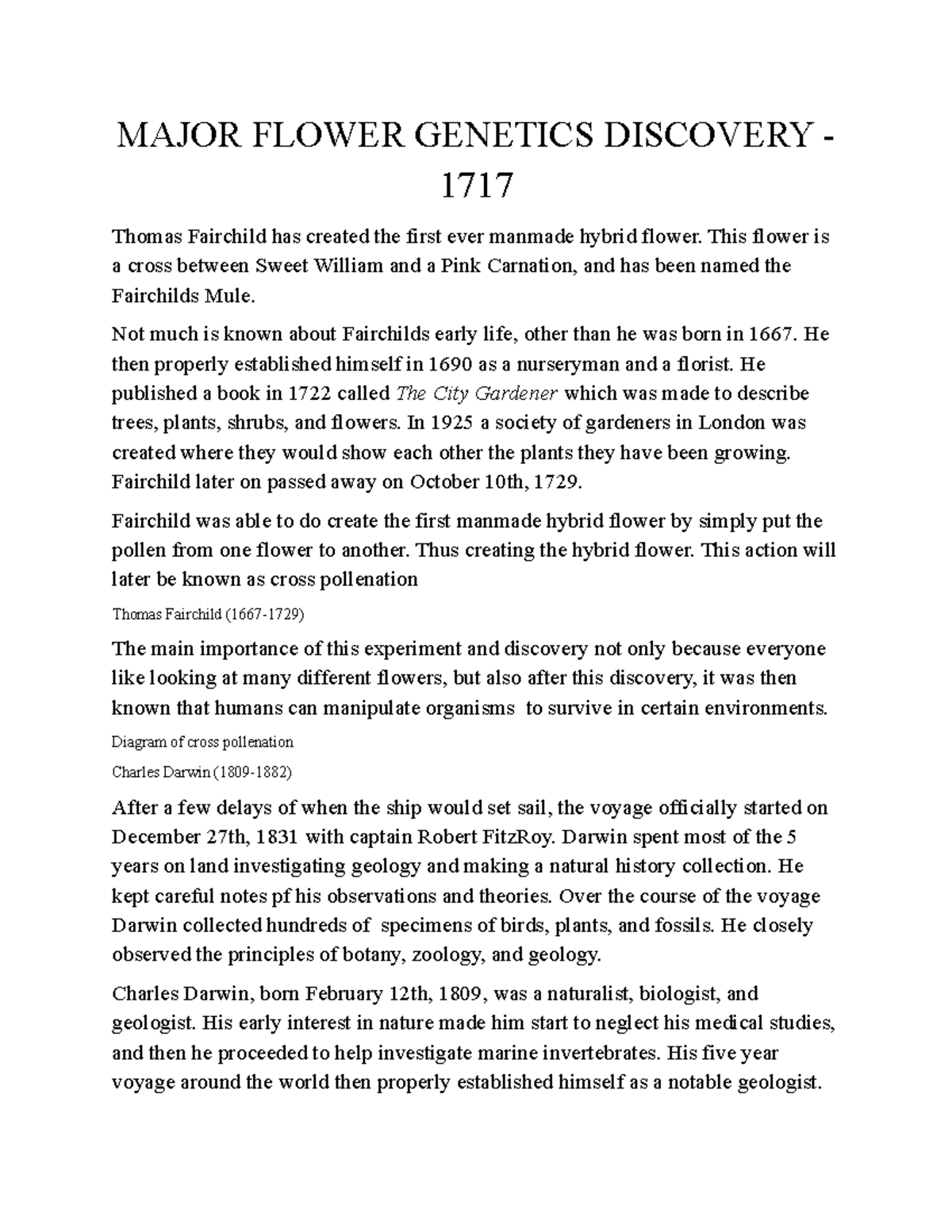 Biology Pioneers - MAJOR FLOWER GENETICS DISCOVERY - 1717 Thomas ...