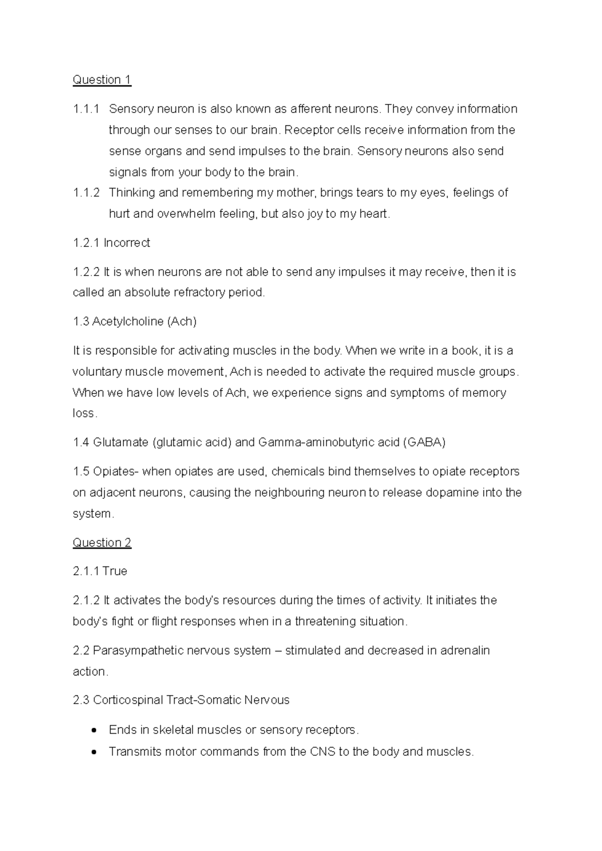 HAPS1181 - Sensory Neurons and Brain Function Assignment - Studocu