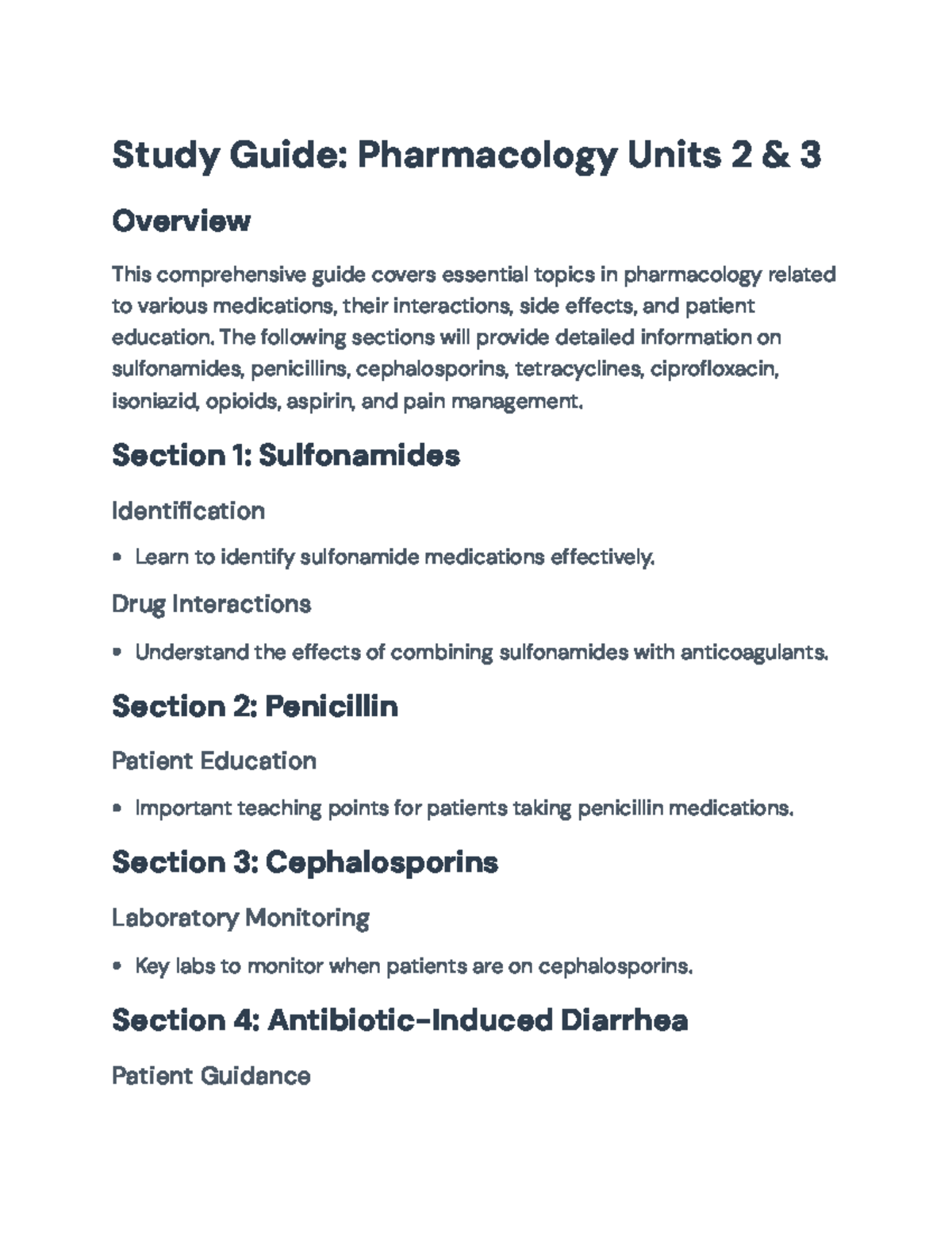 Study Guide: Pharmacology Units 2 & 3 Overview and Key Insights - Study ...