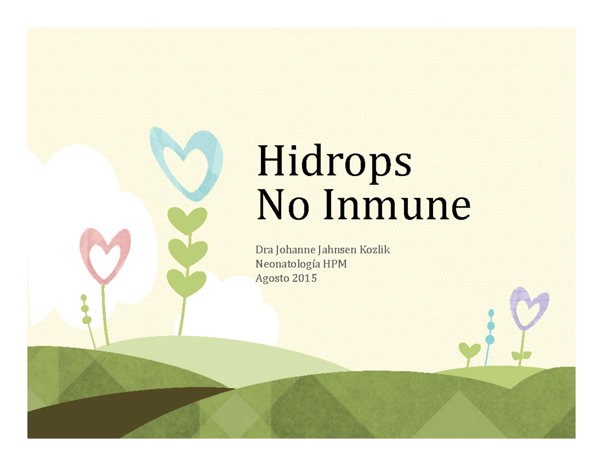 Fisiopatología y Etiología del Hidrops Fetal No Inmune (HPM) - Studocu