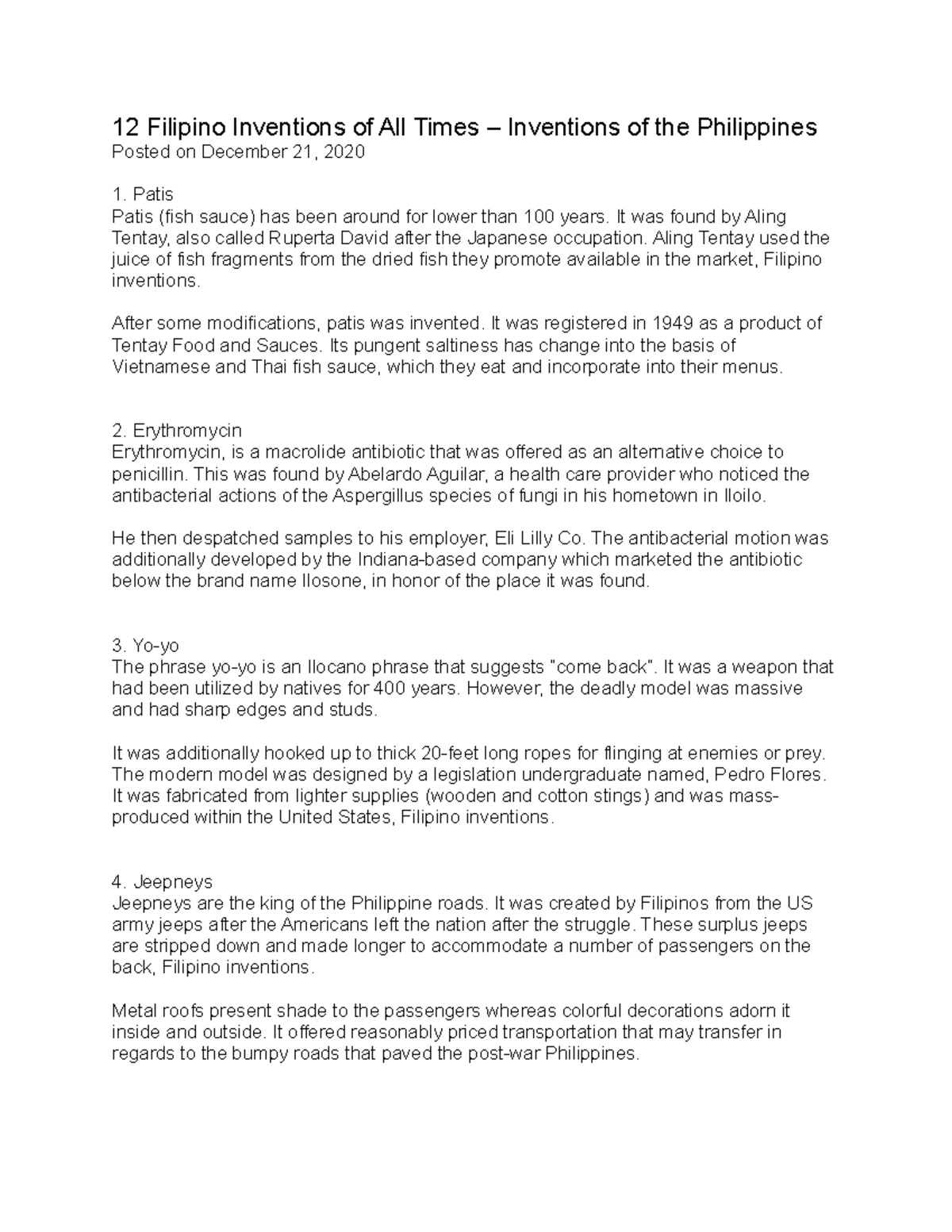 12 Iconic Filipino Inventions Throughout History - STS Document - Studocu