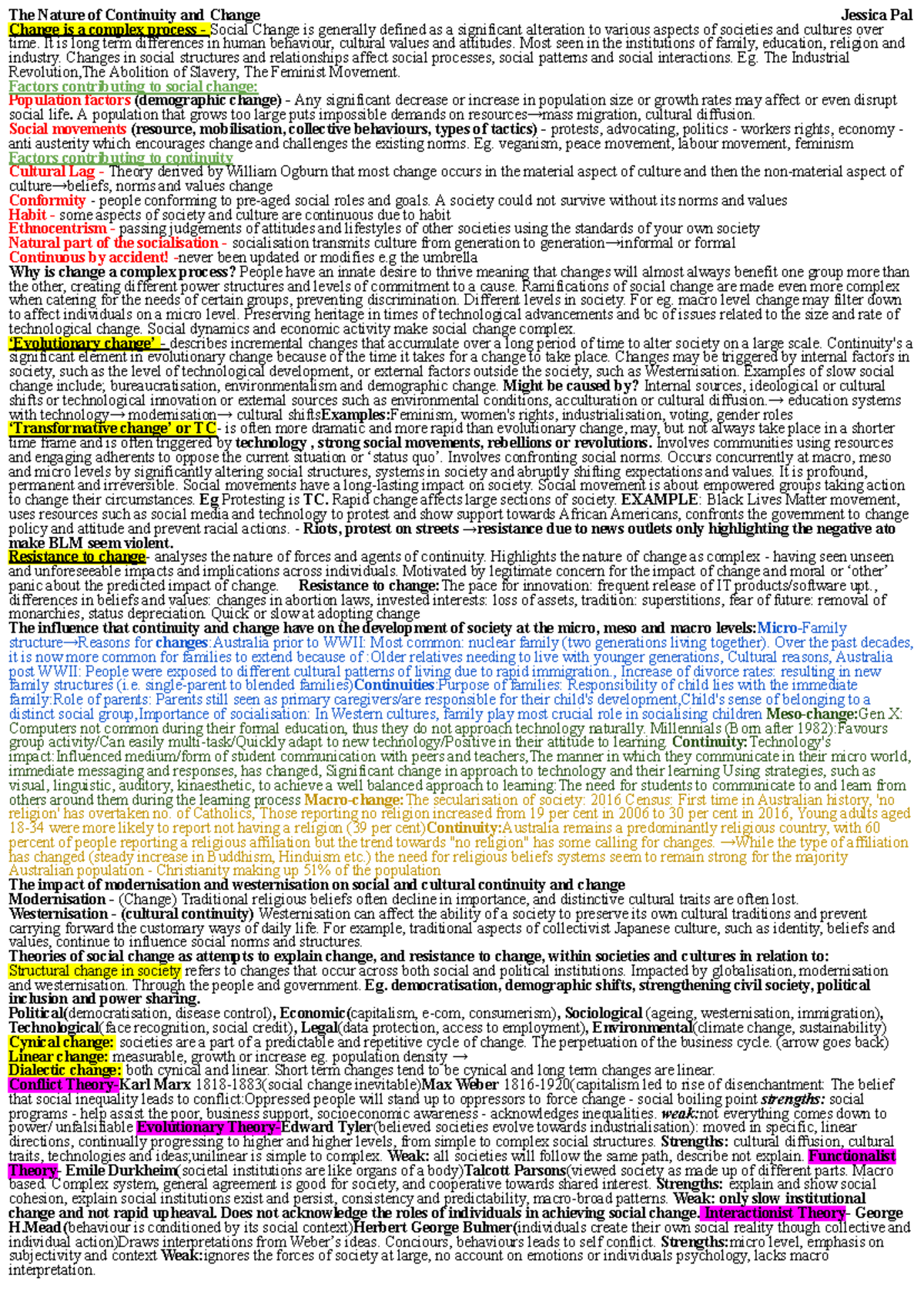 The Nature of Continuity and Change in SOC101: A Comprehensive Overview ...