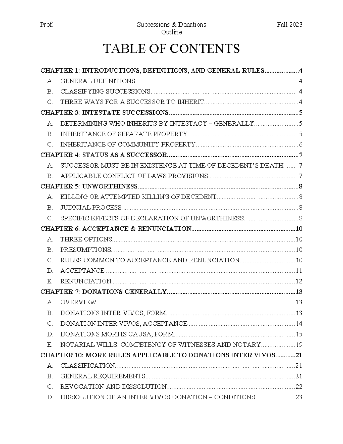 A Comprehensive Outline on Successions Law (Succession 101) - Studocu