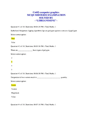 Cs602 - midterm solved mcqs - Cs602-computer graphics MCQS MIDTERM EXAMINATION SOLVED BY - Studocu