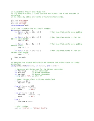 CS 210 Project One: Chada Tech - Clock Manipulation Program - Studocu