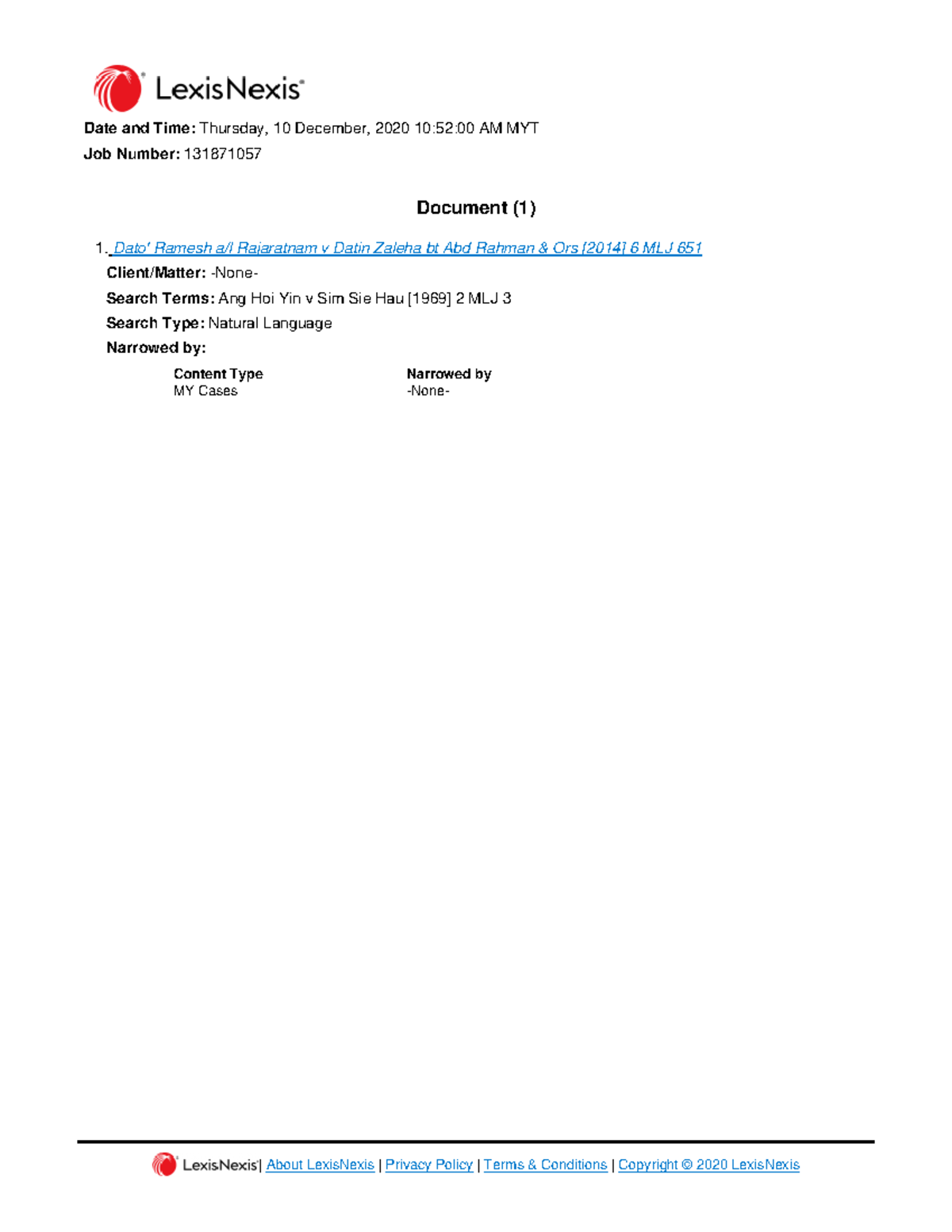 DATO' RAMESH A/L RAJARATNAM v DATIN ZALEHA BT ABD RAHMAN: CASE REVIEW ...
