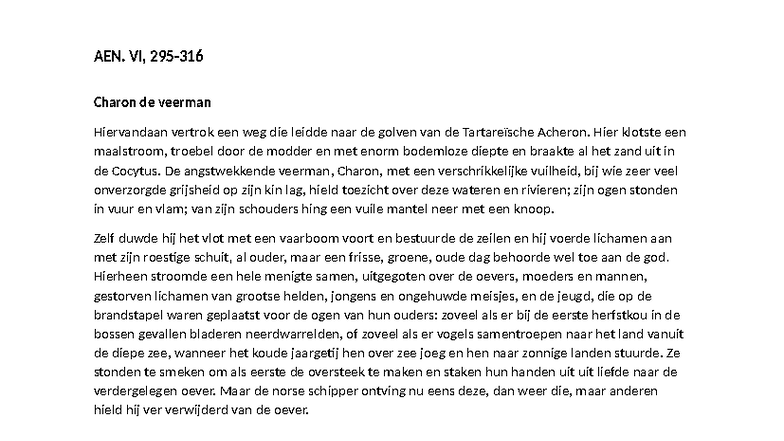 AEN VI: Charon de Veerman en de Oversteek naar Acheron - Studocu