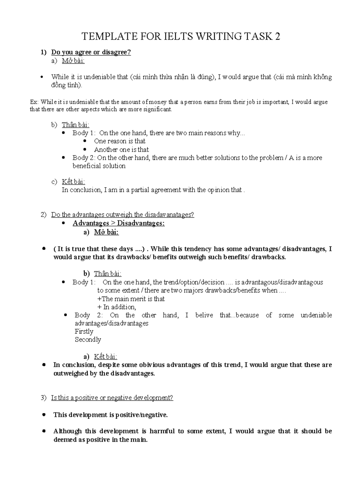 IELTS Writing Task 2 Template: Agree/Disagree & Discuss Both Views ...