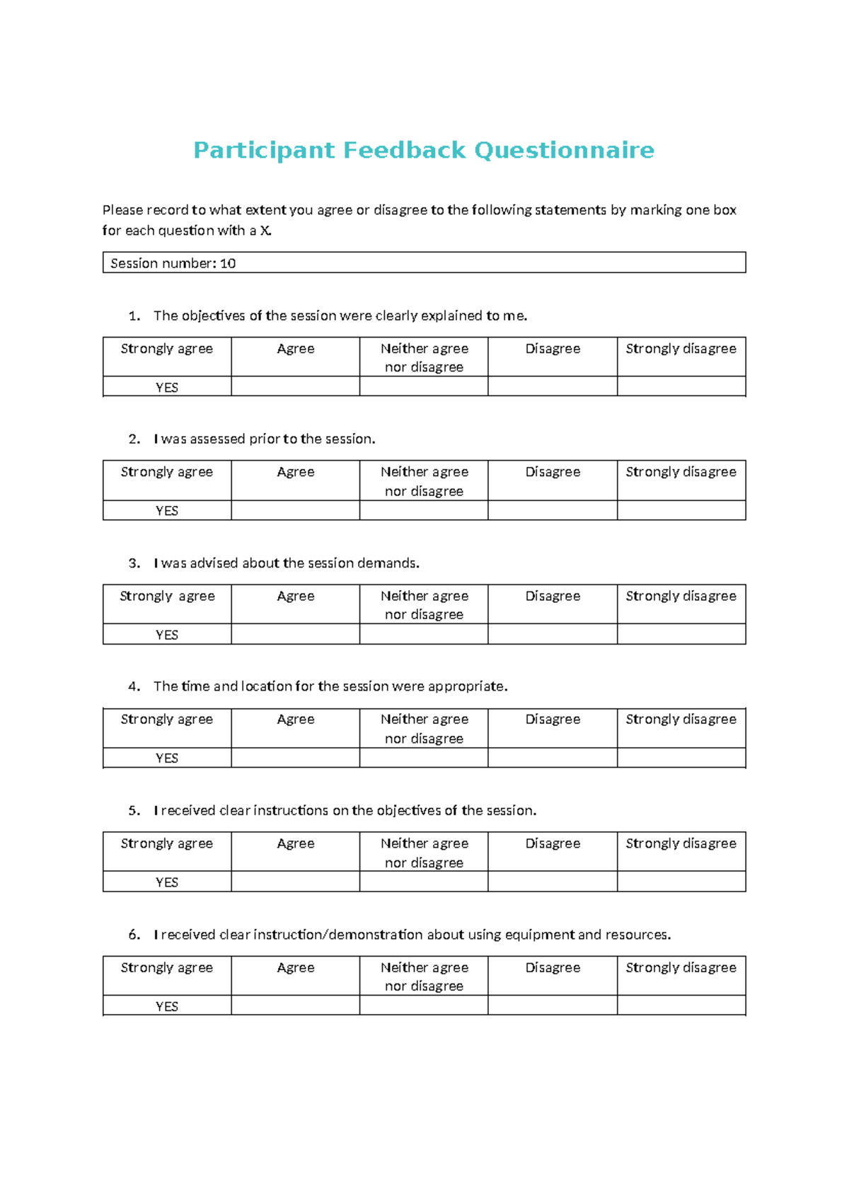 Peer Feedback Questionnaire for Session 10 Evaluation - Studocu