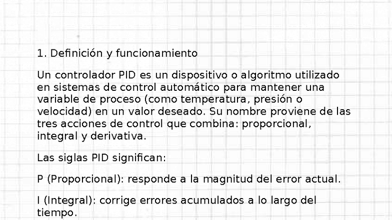 Taller sobre Controladores PID: Definición y Funcionamiento - Studocu