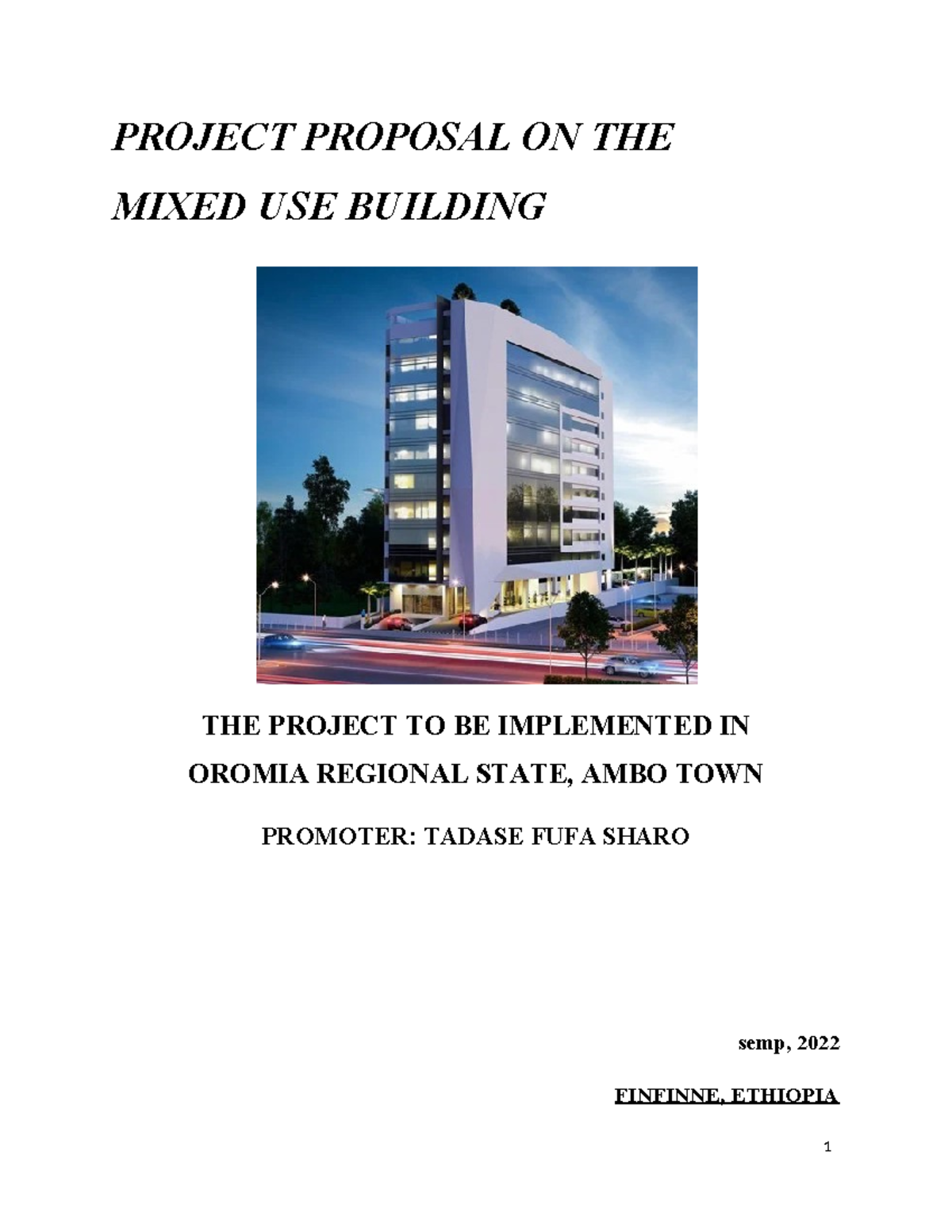 Mixed Use Building Project Proposal in Ambo Town, Oromia Region - Studocu