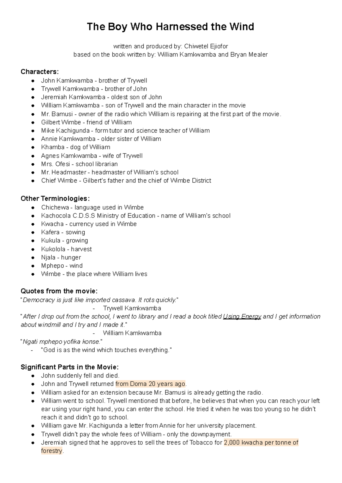 **Case Study: The Boy Who Harnessed The Wind - Summary and Analysis ...