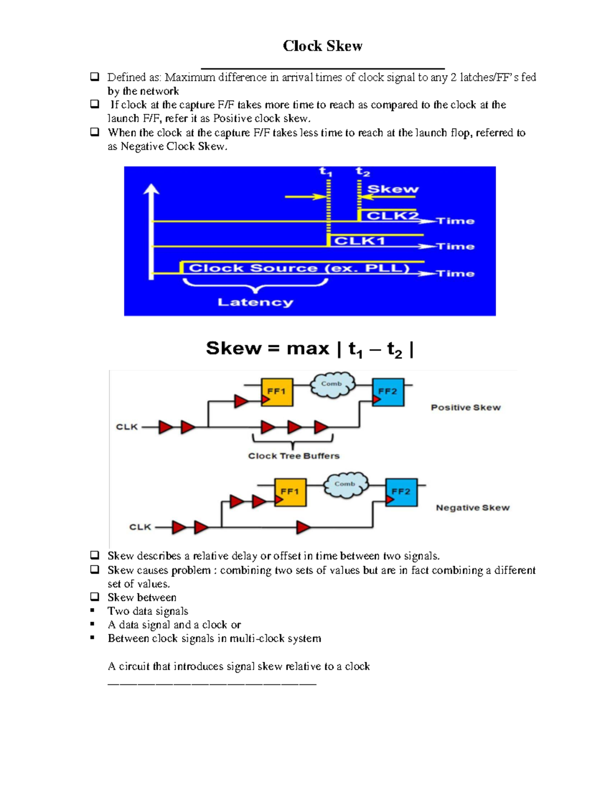 Unit II Digital Design & Issues Notes: Understanding Clock Skew and ...