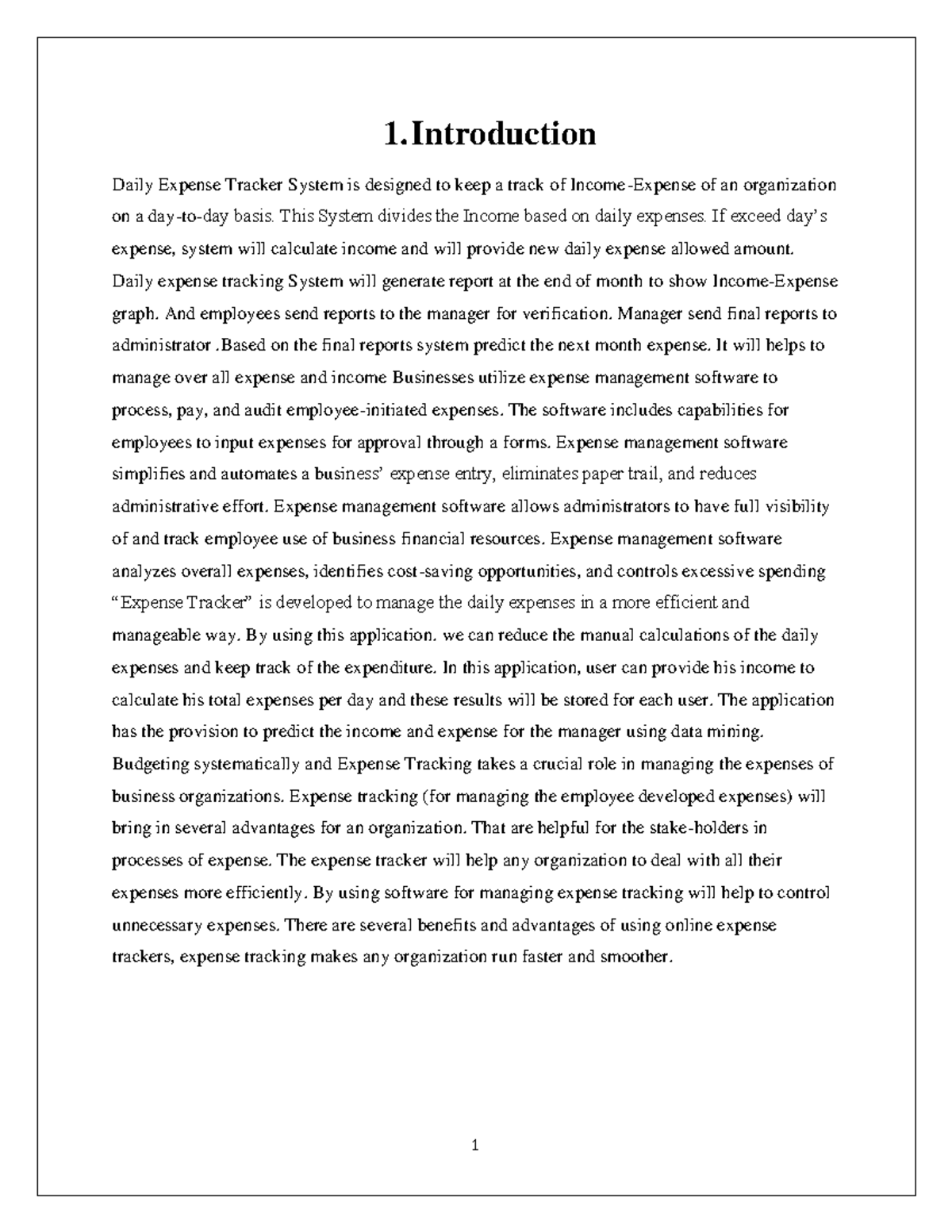 Daily Expense Tracker Project Report - System Overview & Analysis - Studocu