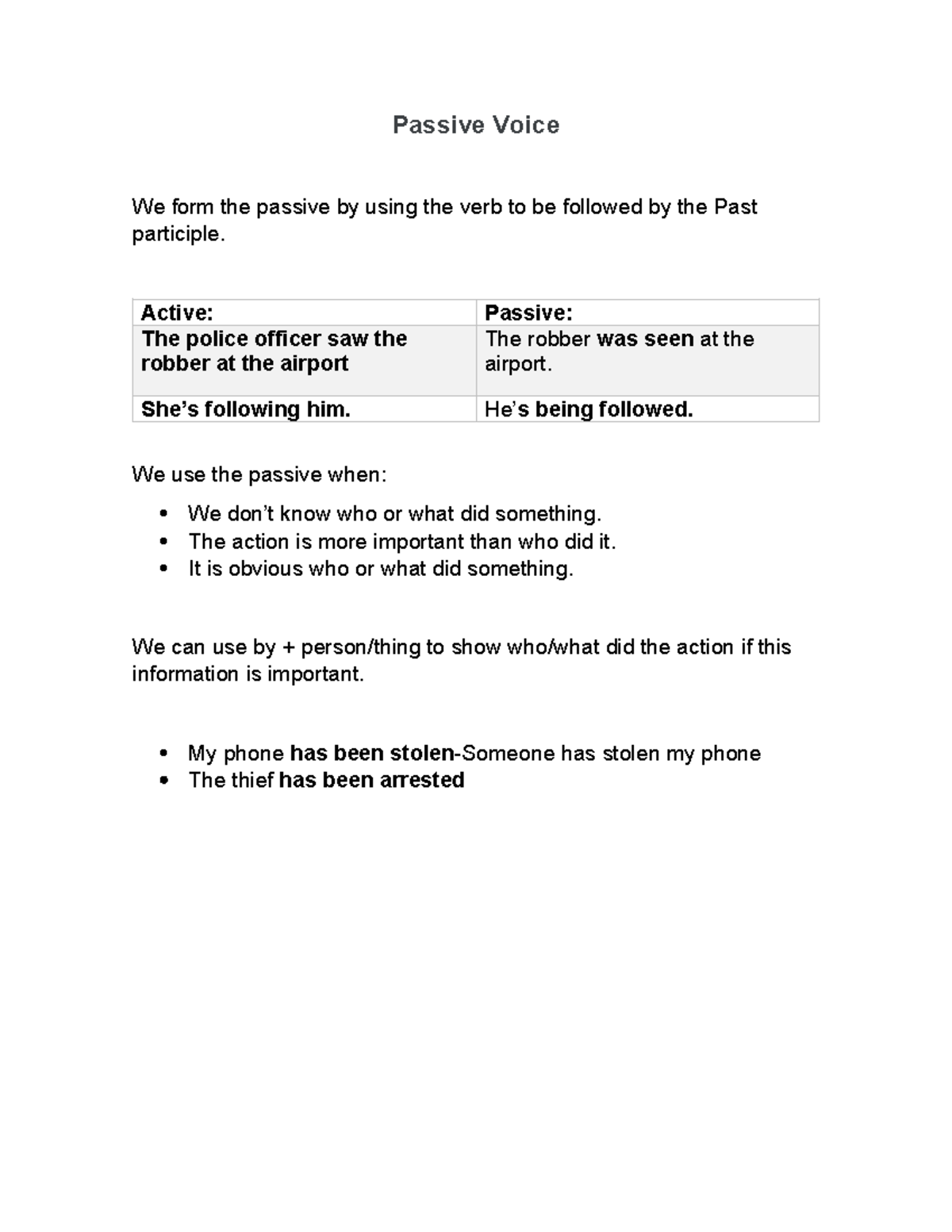 Passive Voice in the Present and Past - Passive Voice We form the ...