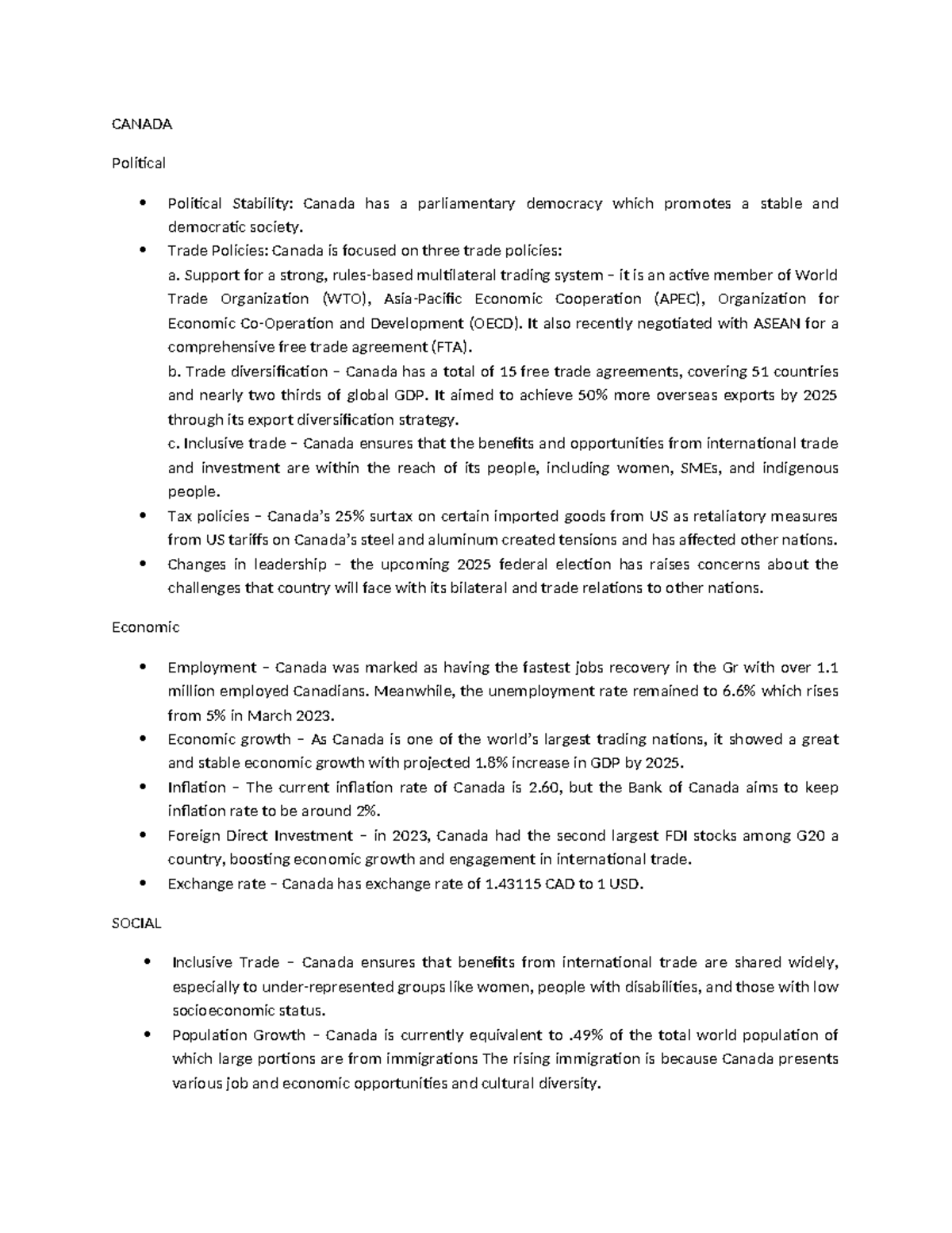 Pestle Analysis Canada - CANADA Political Political Stability: Canada ...