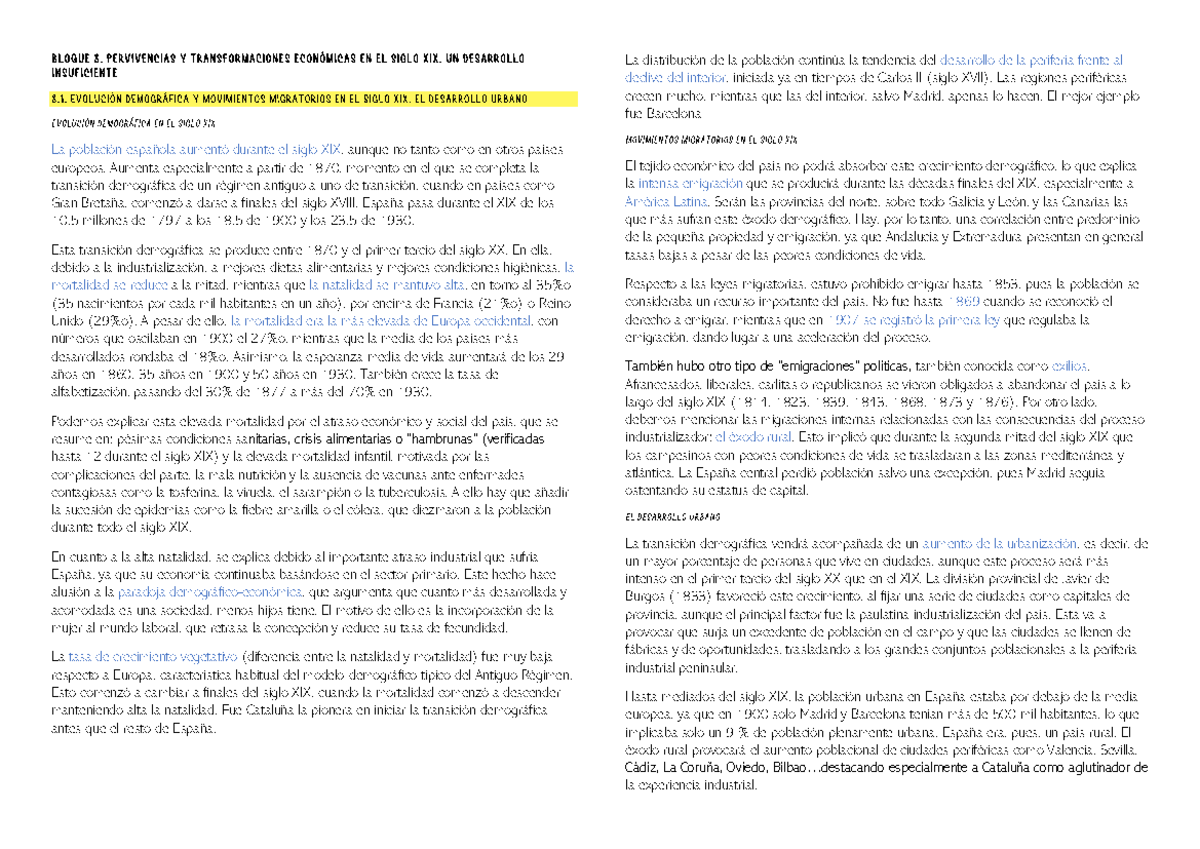 Bloque 8. PERVIVENCIAS Y TRANSFORMACIONES ECONÓMICAS EN EL SIGLO XIX. UN DESARROLLO INSUFICIENTE ...