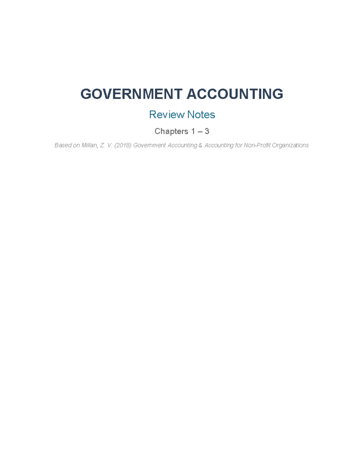 Government Accounting Review Notes (GOVT 101) Chapters 1-3 - Studocu