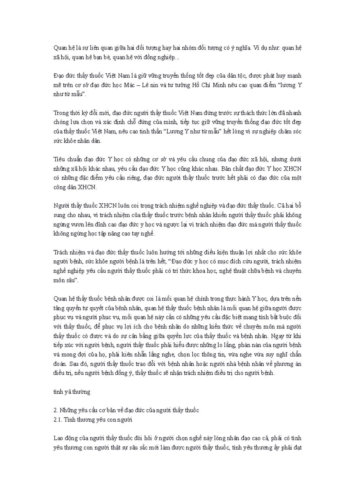 Đạo đức và Quan hệ Thầy Thuốc - Bệnh Nhân trong Y Học Việt Nam - Studocu