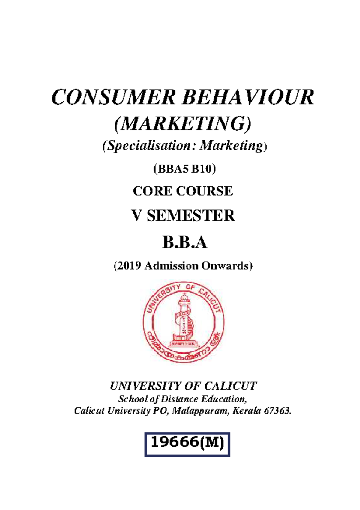 SLM-19666-BBA- Consumer Behaviour(Marketing) - CONSUMER BEHAVIOUR ...